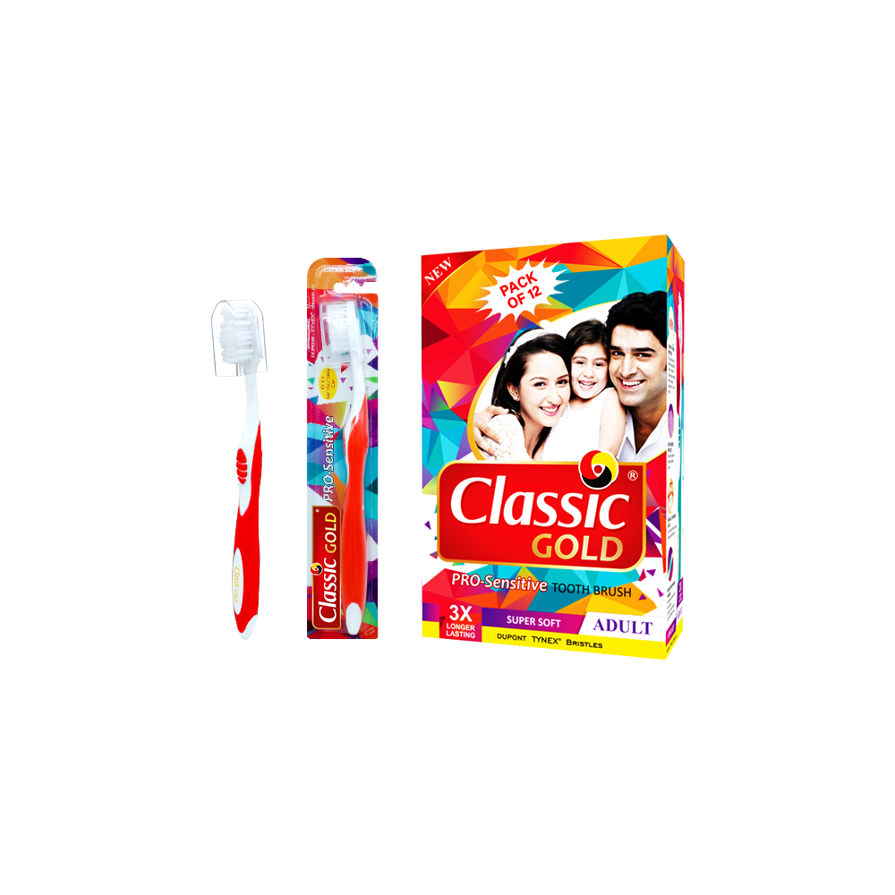 Pro Sensitive Ultra Soft Toothbrushes Pack Of 12 – Classic Gold Toothbrush